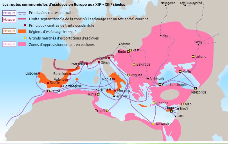 Les routes commerciales d’esclavage en Europe aux XVIIe siècle